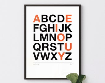 Helvetica Alphabet Wall Art, Bauhaus Mid Century Style, Modern ...