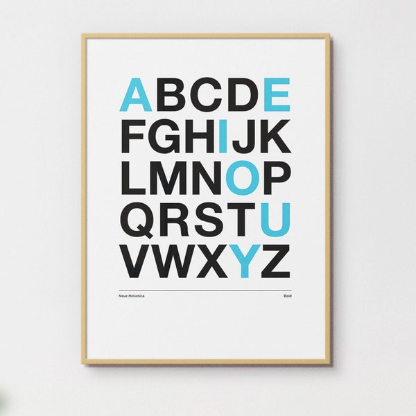 Helvetica Alphabet Wall Art, Bauhaus Mid Century Style, Modern ...