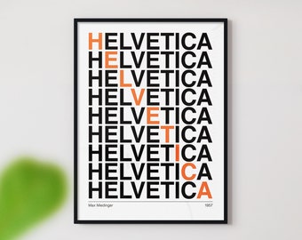 Helvetica Alphabet Wall Art, Bauhaus Mid Century Style, Modern ...
