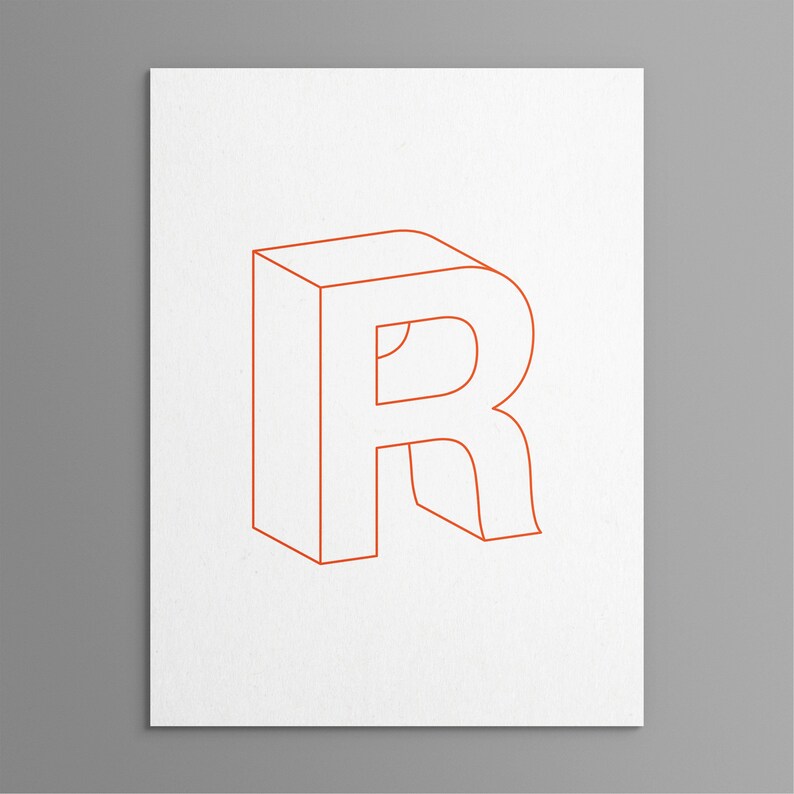 Helvetica Alphabet Wall Art Dimensional Letter R Modern - Etsy