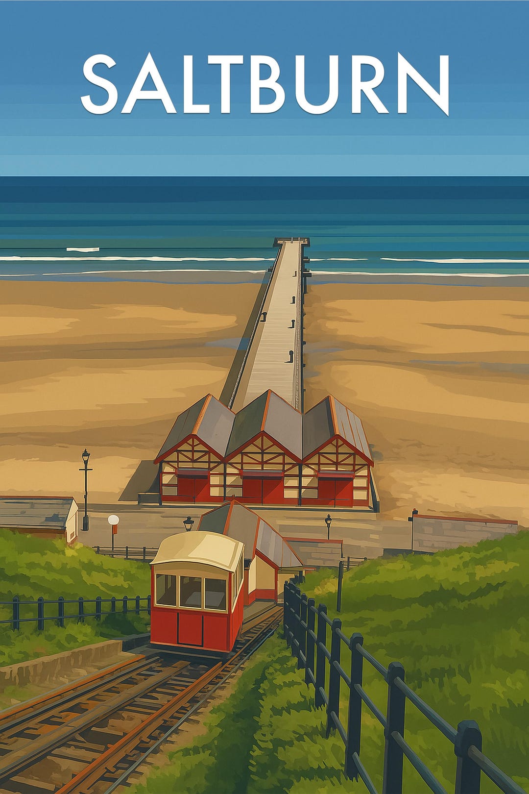 Saltburn Pier – Yorkshire Coast Print – 480 DPI – With Text – Digital ...