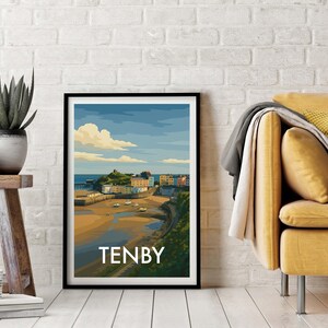 Tenby Wales Coast Poster – Digital Wall Art Download – A4 A3 High Res ...