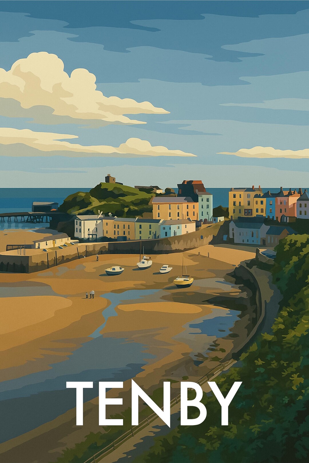 Tenby Wales Coast Poster – Digital Wall Art Download – A4 A3 High Res ...