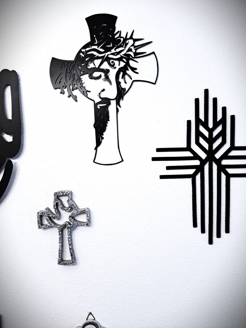 Steel Wall Cross With Jesus' Profile. - Etsy