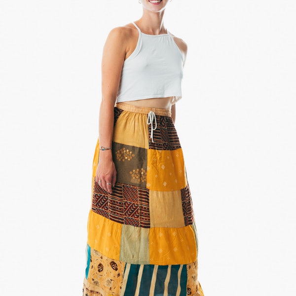 Long Patchwork Skirt - Etsy