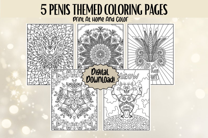 Penis Themed Coloring Pages For Adults Instant Download 5 Etsy