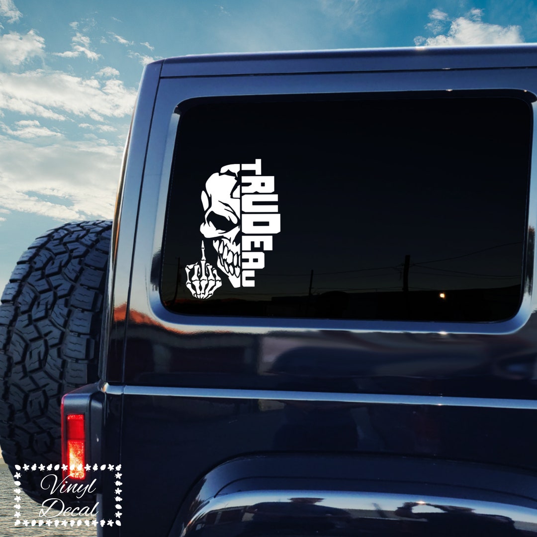 Fck Trudeau Vinyl Decal With Skull and Middle Finger Anti Justin ...