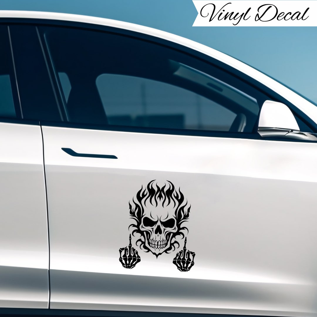 Fck You Flame Skull Decal Truck or Car Accessory Window - Etsy