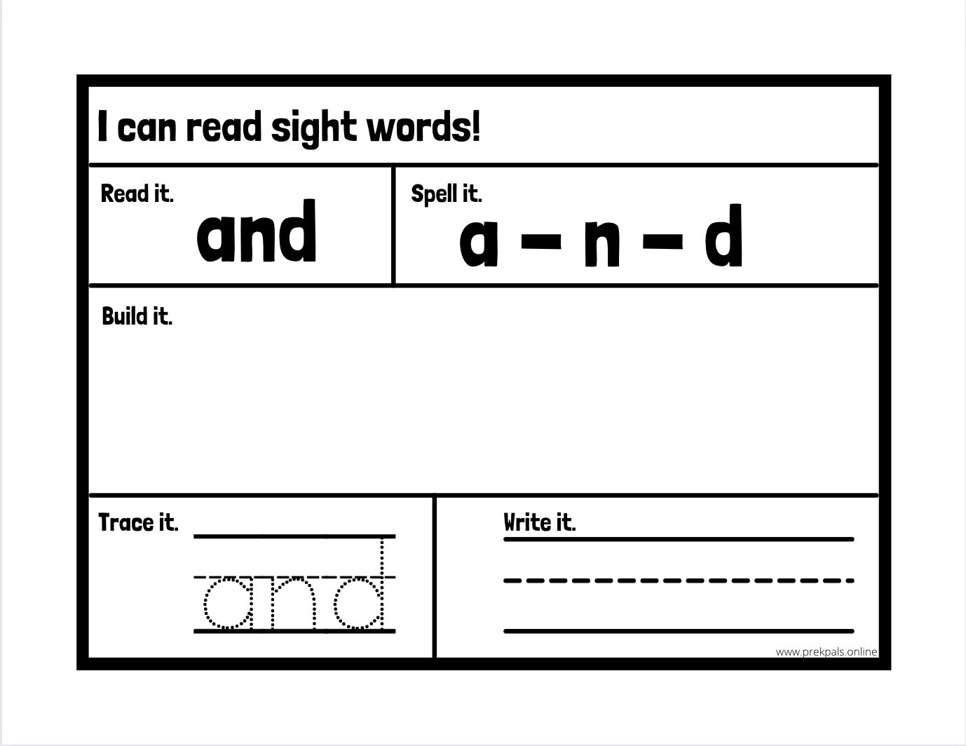 Sight Word Activity Mats PDF – 38 Printable Word Building Pages for ...