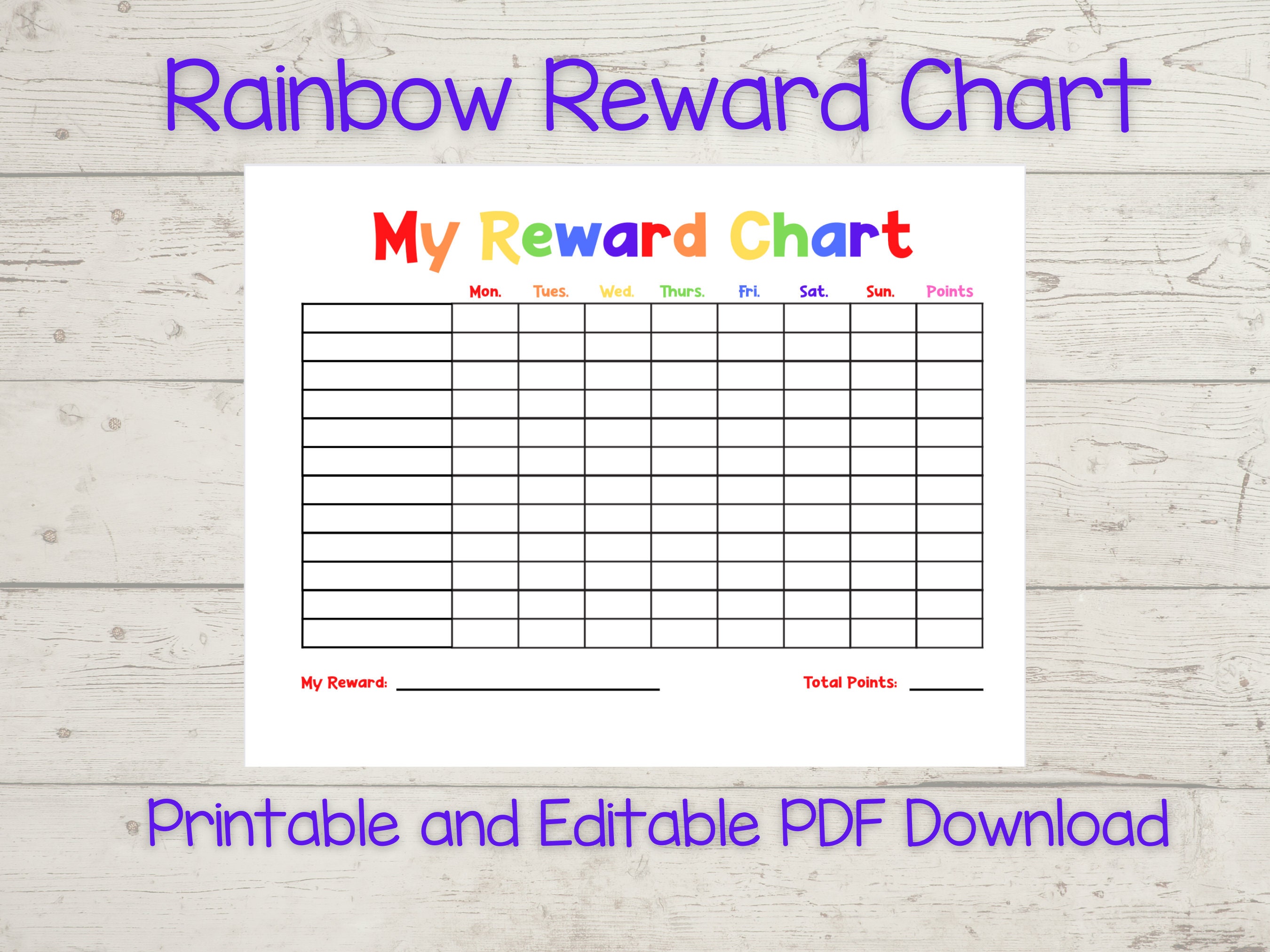Rainbow Reward Chart - Etsy