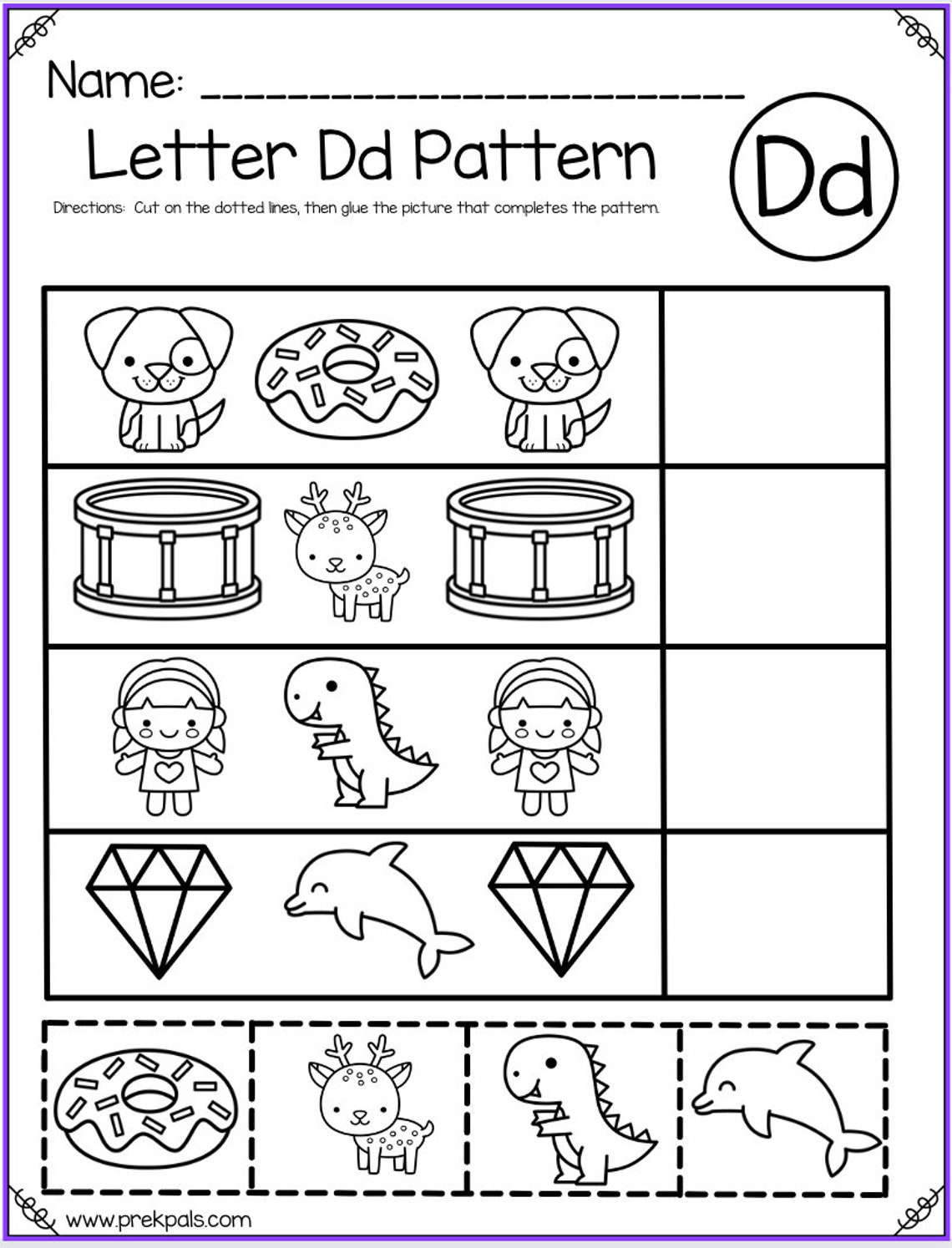 Alphabet Beginning Sound Cut and Paste Worksheets – A to Z Pattern ...