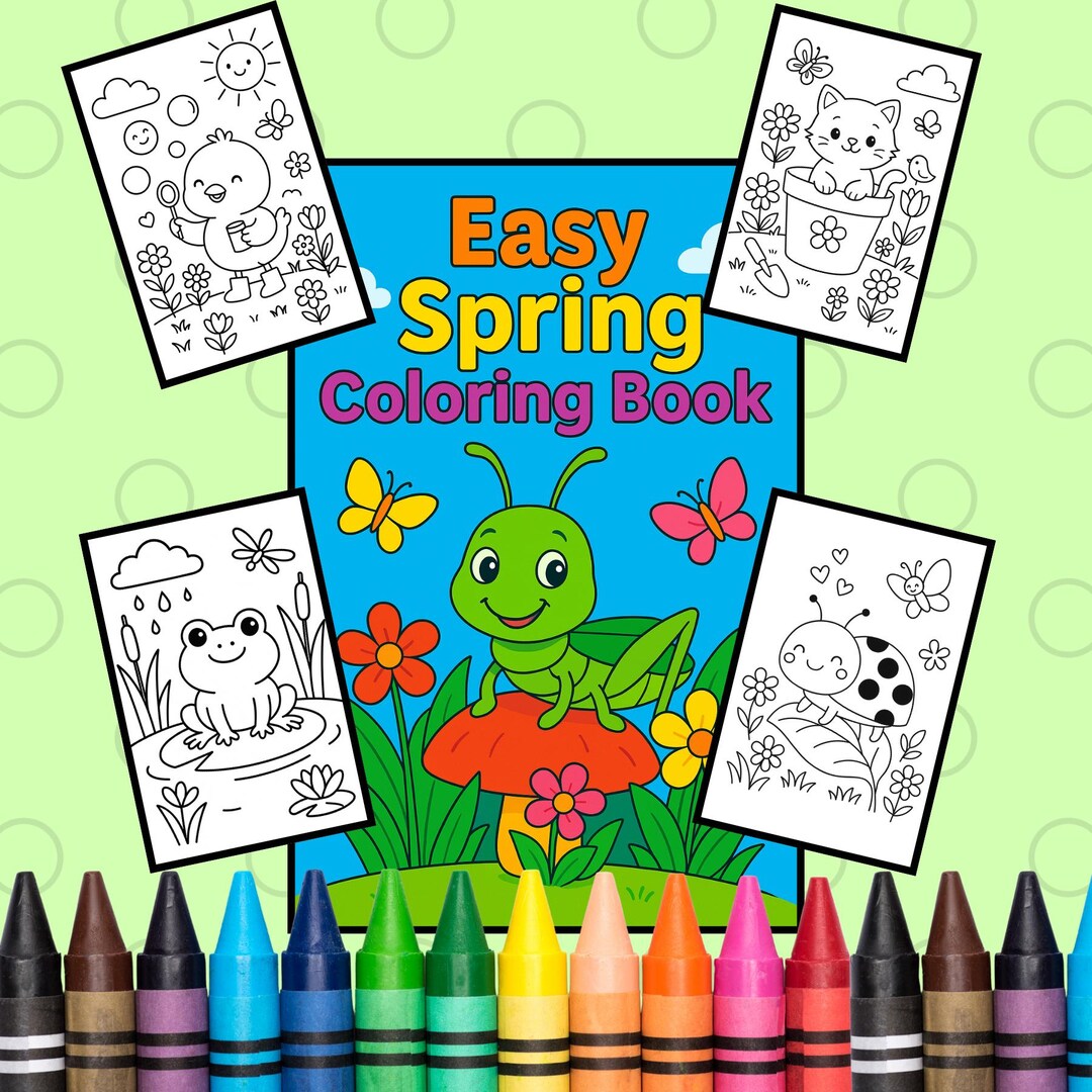 Easy Spring Coloring Book for Kids – Cute Bugs, Flowers & Nature ...
