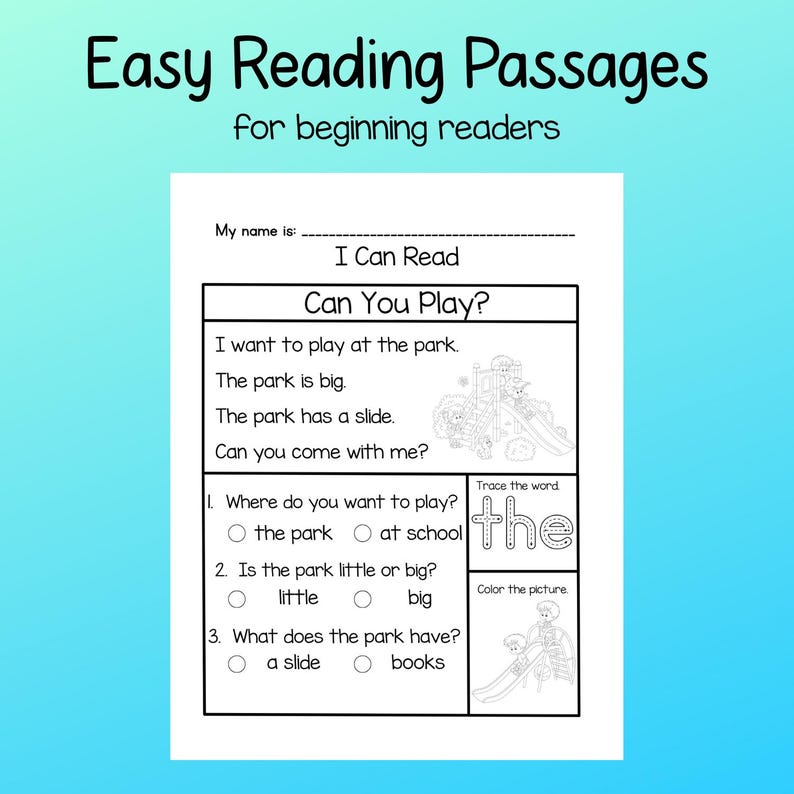 Kindergarten Reading Worksheets PDF | 20 Easy Reading Comprehension ...