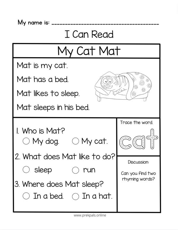 Phonics Worksheets My First CVC Sentences for Kindergarten and - Etsy ...