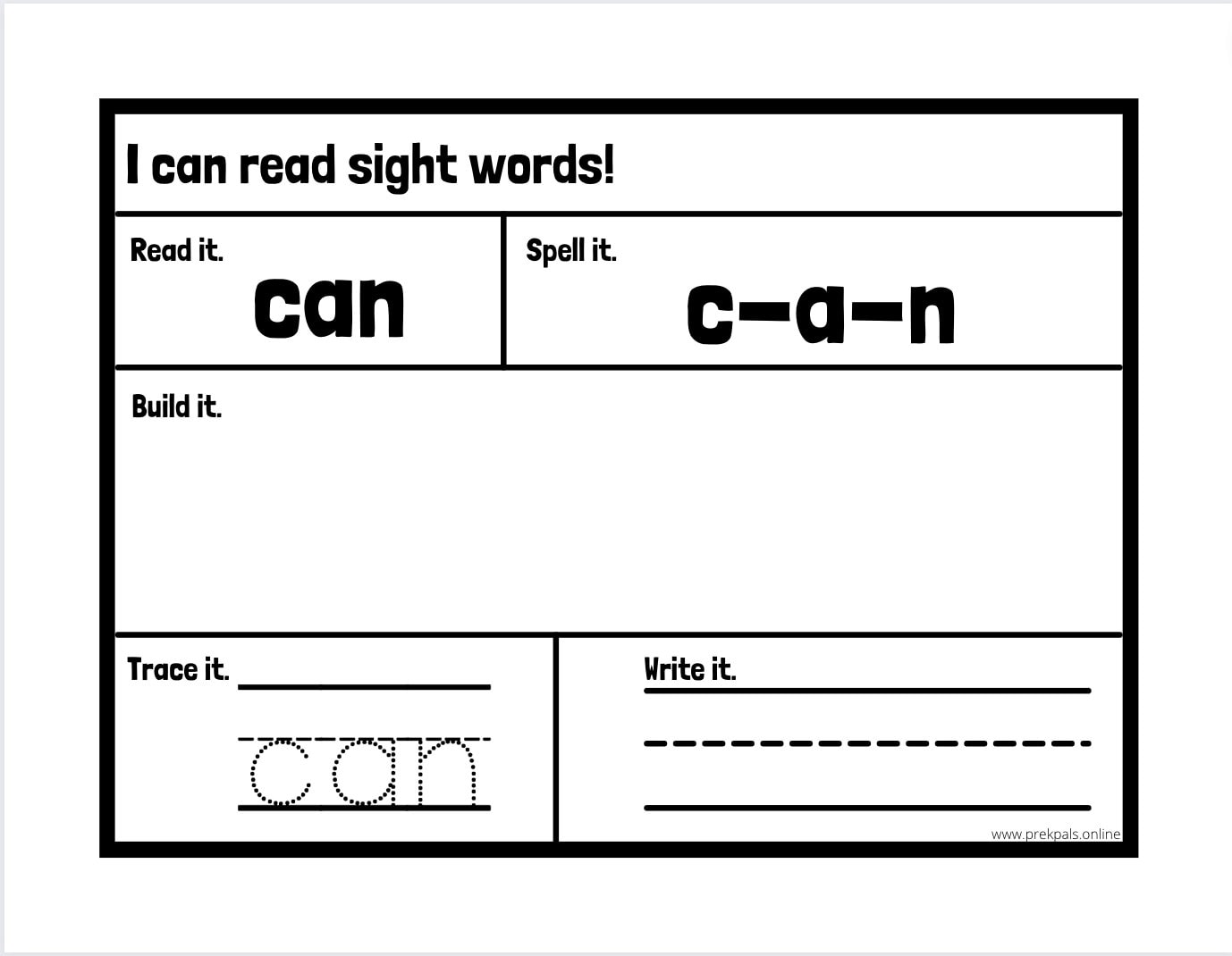 Sight Word Activity Mats PDF – 38 Printable Word Building Pages for ...