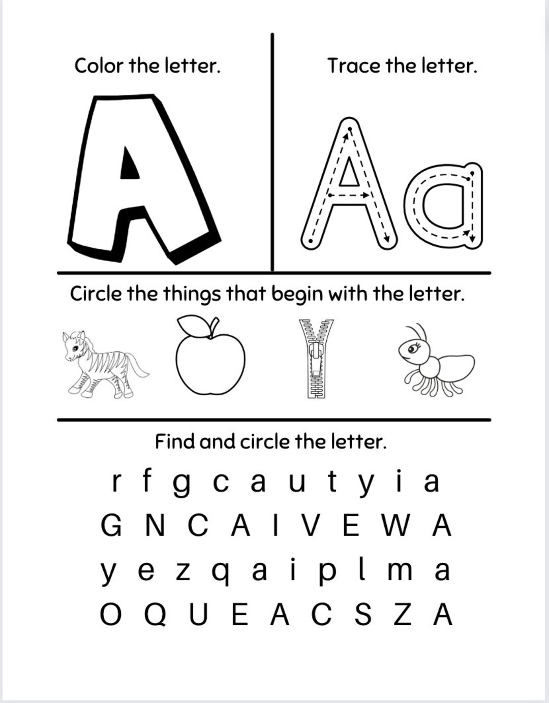 Alphabet Letter Practice Worksheets - Etsy