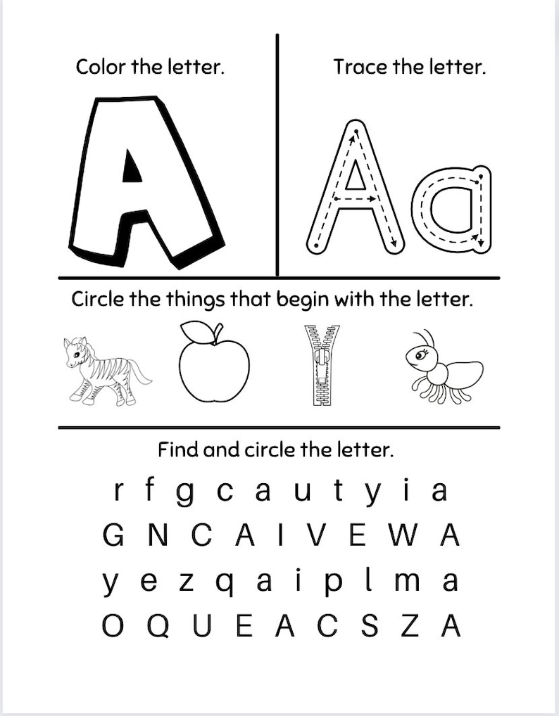 Alphabet Letter Practice Worksheets - Etsy