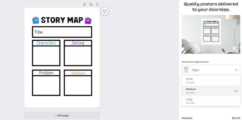 Printable Story Map Anchor Chart – 18x24 Digital Poster for Reading ...