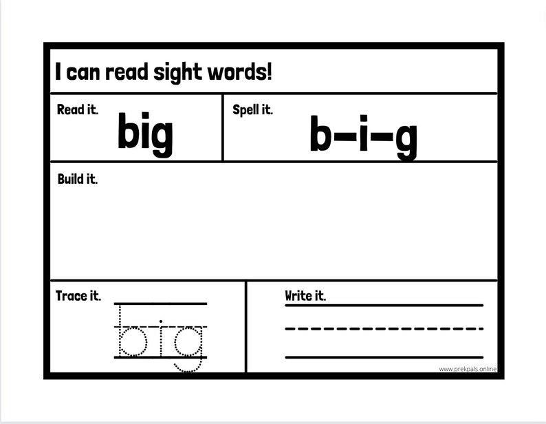 Sight Word Activity Mats PDF – 38 Printable Word Building Pages for ...