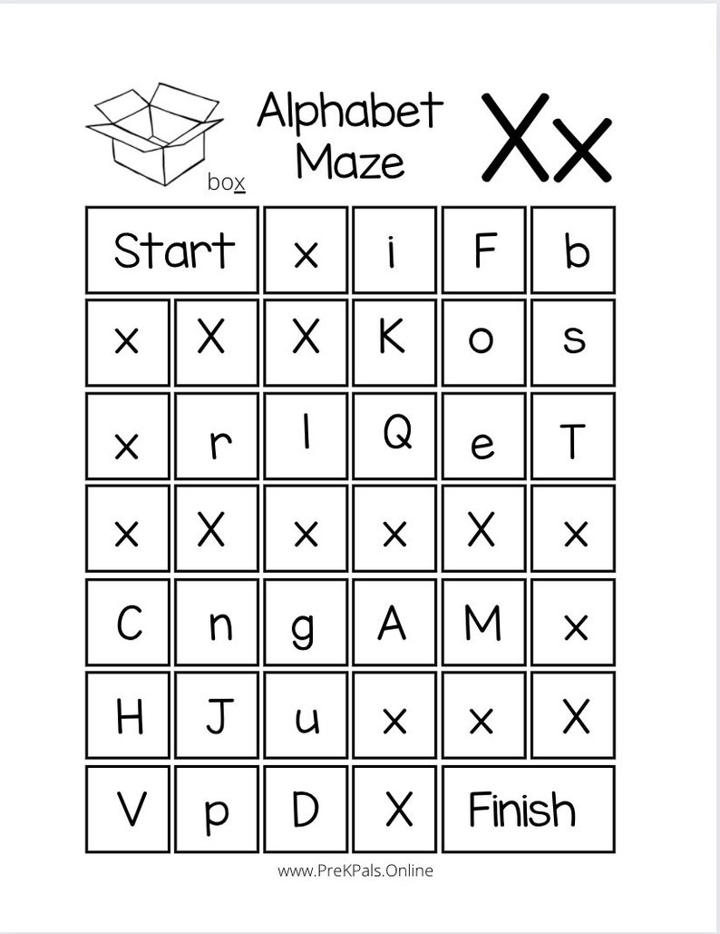 Alphabet Maze Worksheets A–Z – 26 Printable Letter Recognition Mazes ...