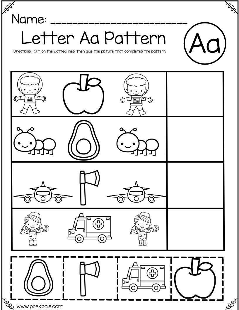 Alphabet Beginning Sound Cut and Paste Worksheets – A to Z Pattern ...