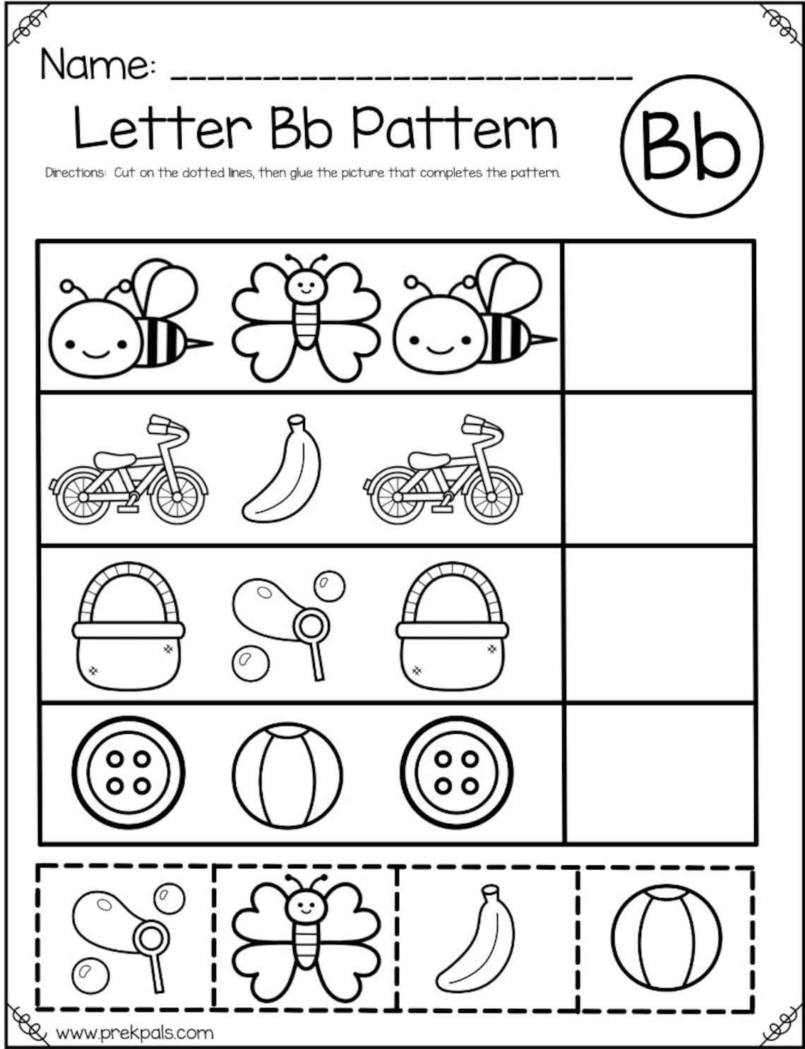 Alphabet Beginning Sound Cut and Paste Worksheets – A to Z Pattern ...