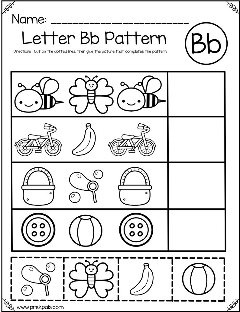 Alphabet Beginning Sound Cut and Paste Worksheets – A to Z Pattern ...