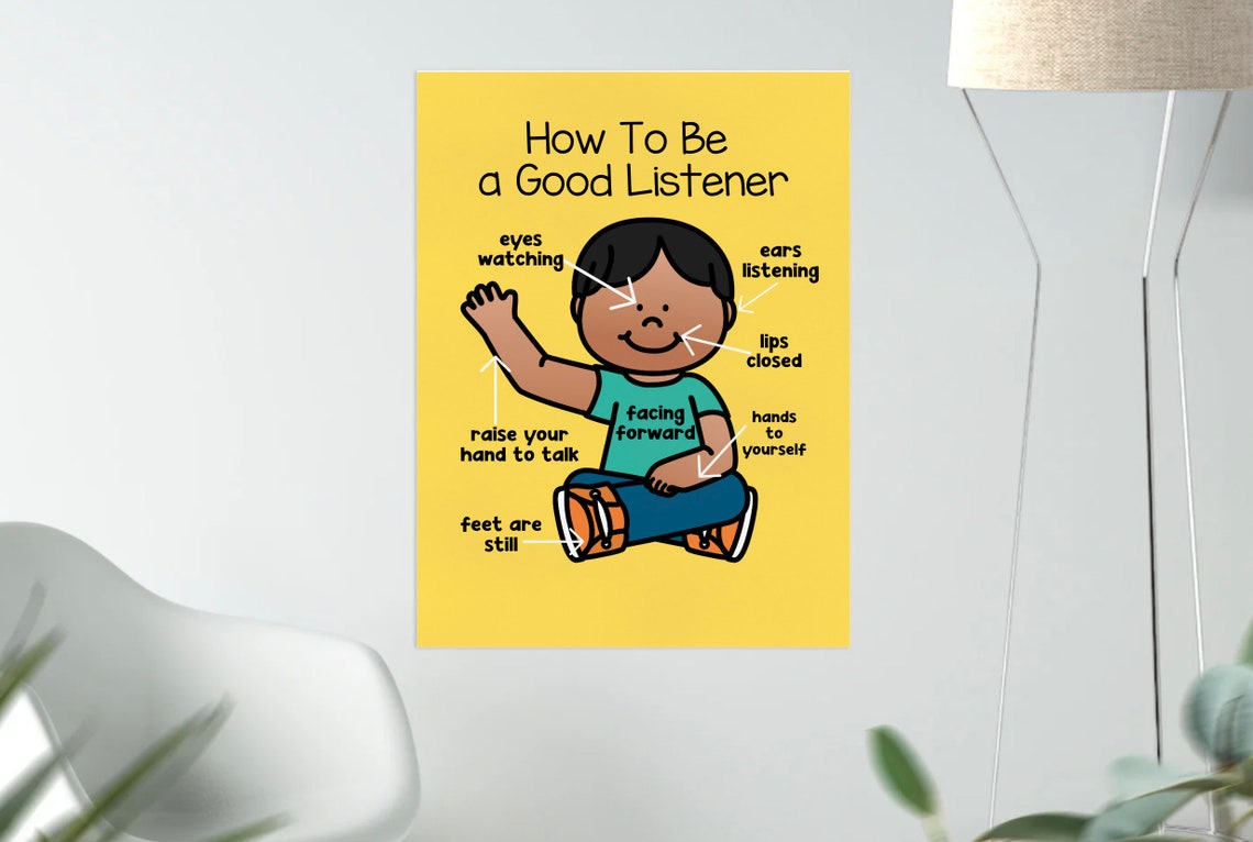 How to Be a Good Listener Anchor Chart – Printable 18x24 Poster for ...