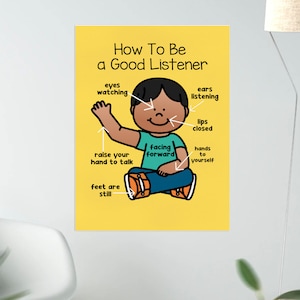 How to Be a Good Listener Anchor Chart – Printable 18x24 Poster for ...