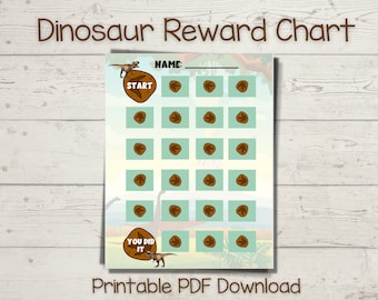 Dino Reward Chart for Kids, T-rex, Dinosaur Habit Tracker, Behaviour ...