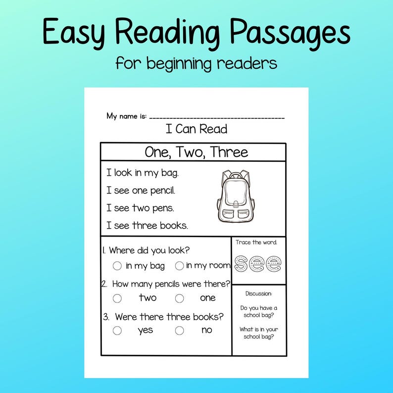 Kindergarten Reading Worksheets PDF – 20 Printable Comprehension Pages ...