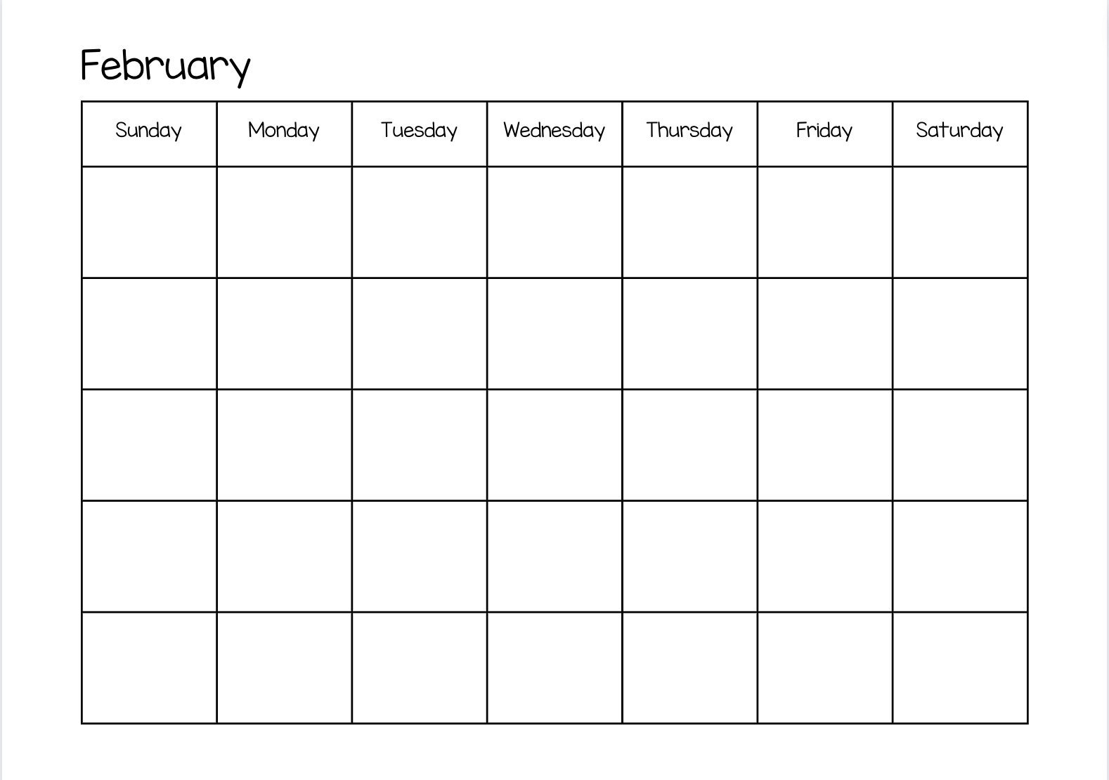 Printable Blank Calendar PDF – 12-month Minimalist Calendar With Sunday ...