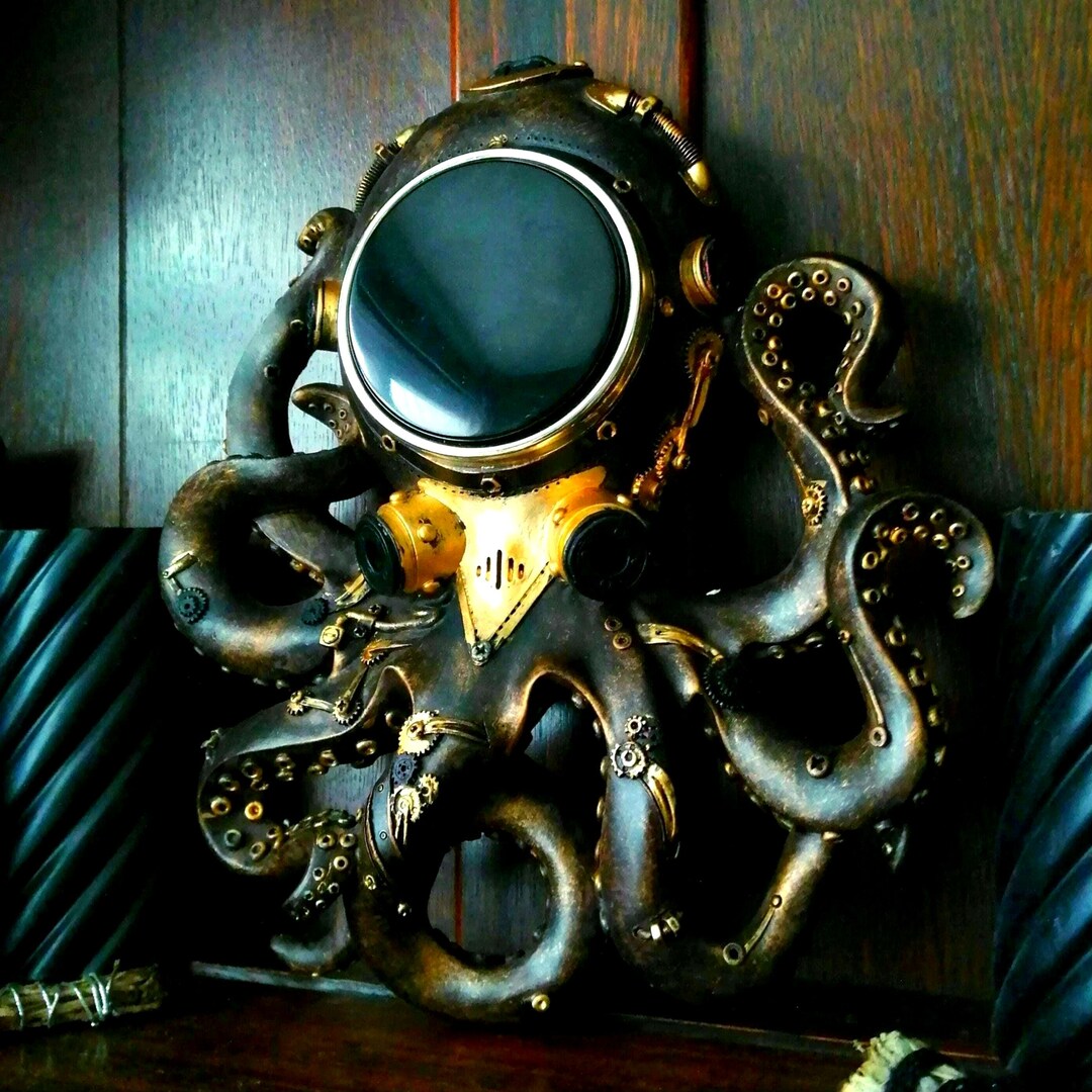Steampunk Scrying Mirror ACRYLIC Face & Resin Octopus Black Mirror ...