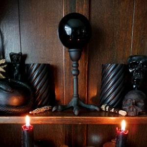 Crows Foot Extra Large Black Glass Scrying Orb on Cast Iron Crows Foot ...