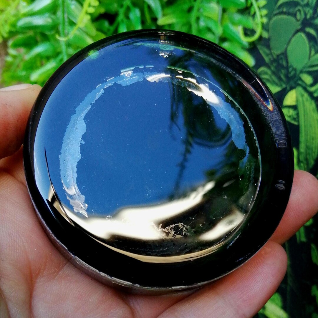 Eye of Toad Scrying Glass. Vintage Solid, Round, Clear & Black Mottled ...