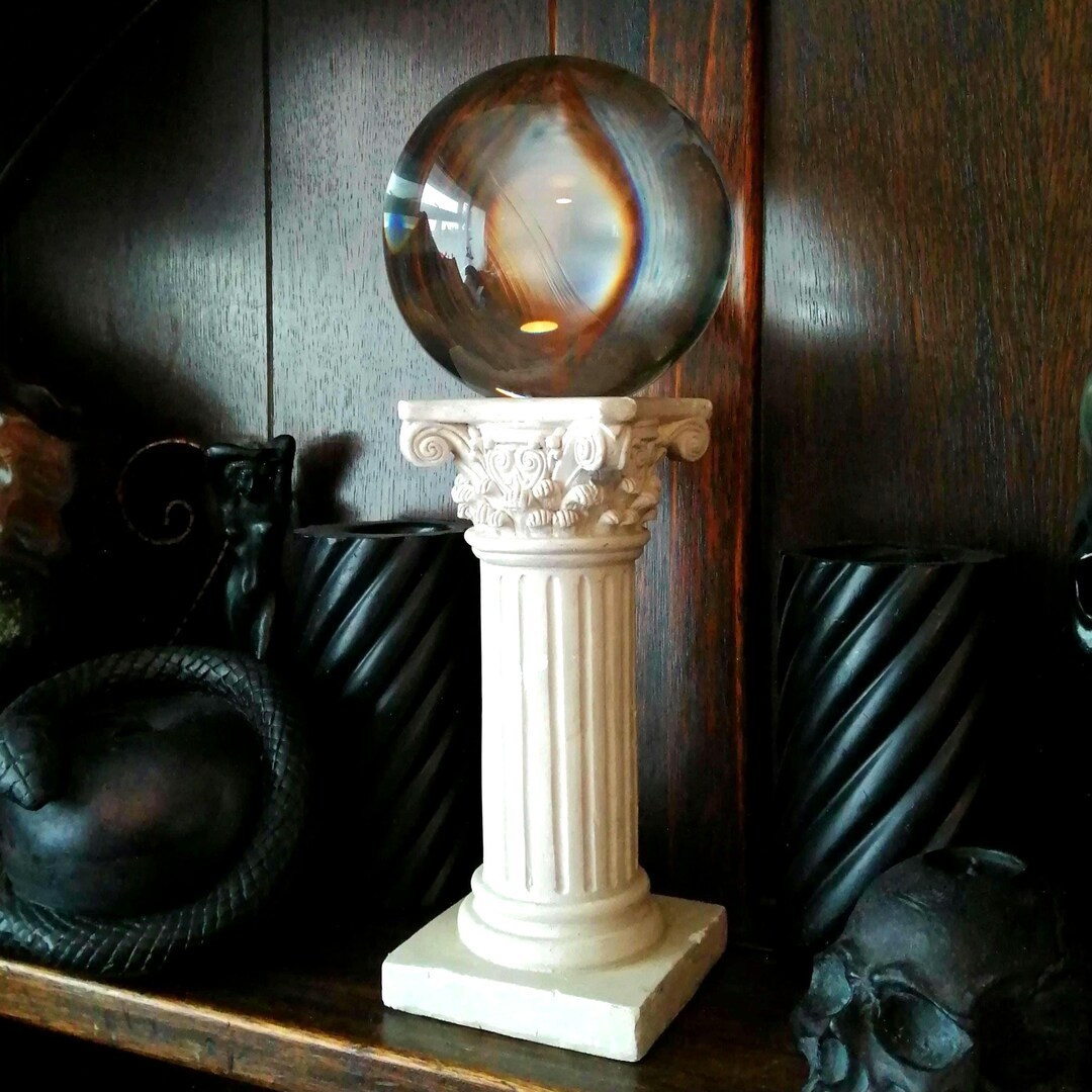 Boaz Crystal Ball. Huge Modern GLASS Orb on Vintage Doric Column ...
