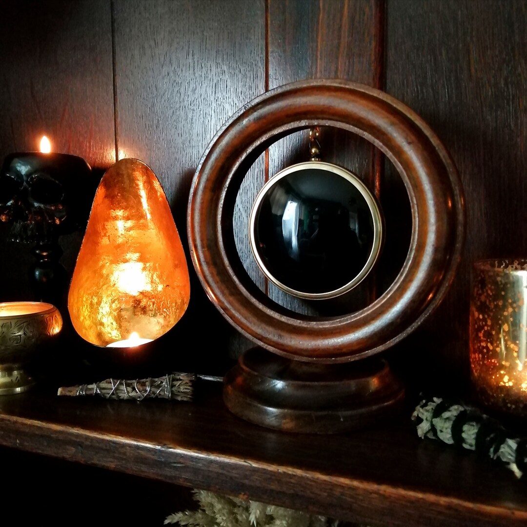 Casting the Circle Scrying Mirror. Vintage Teak Wooden Frame - Etsy UK