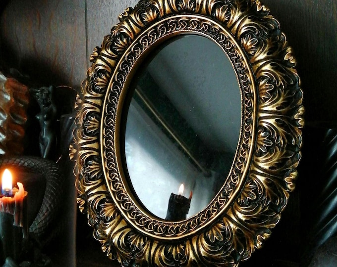 Weeping Widow Scrying Mirror. Ornate Foxed Black Mirror. Magick ...