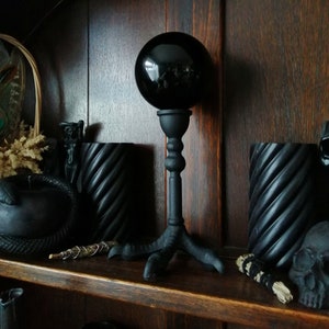 Crows Foot Extra Large Black Glass Scrying Orb on Cast Iron Crows Foot ...
