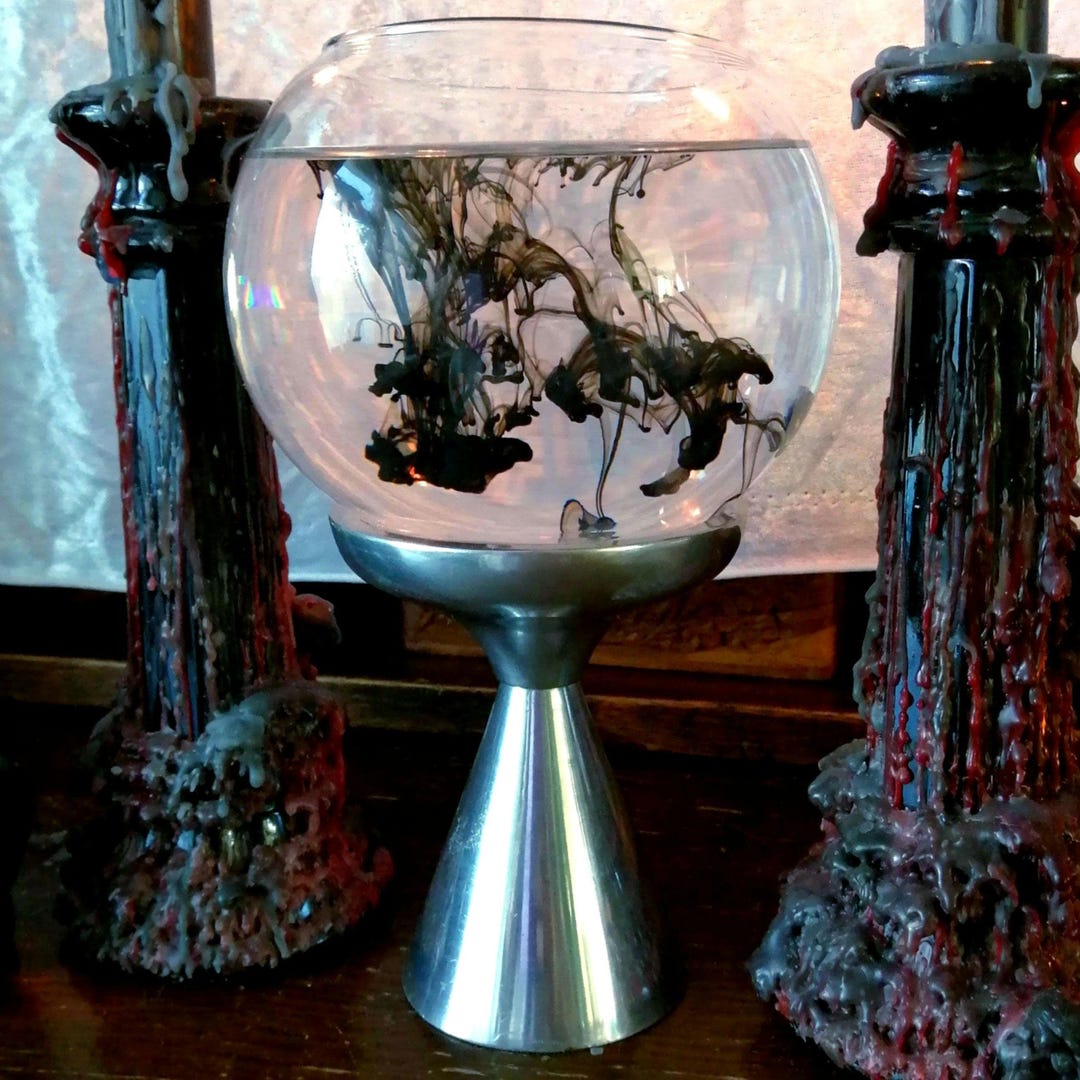 Ink, Bowl & Stand Set. Divination Tool. Vintage Glass Scrying Bowl ...
