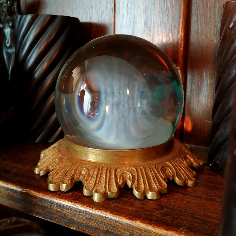 Seer Crystal Ball. 19th Century Stand & GLASS Modern Scrying Orb ...