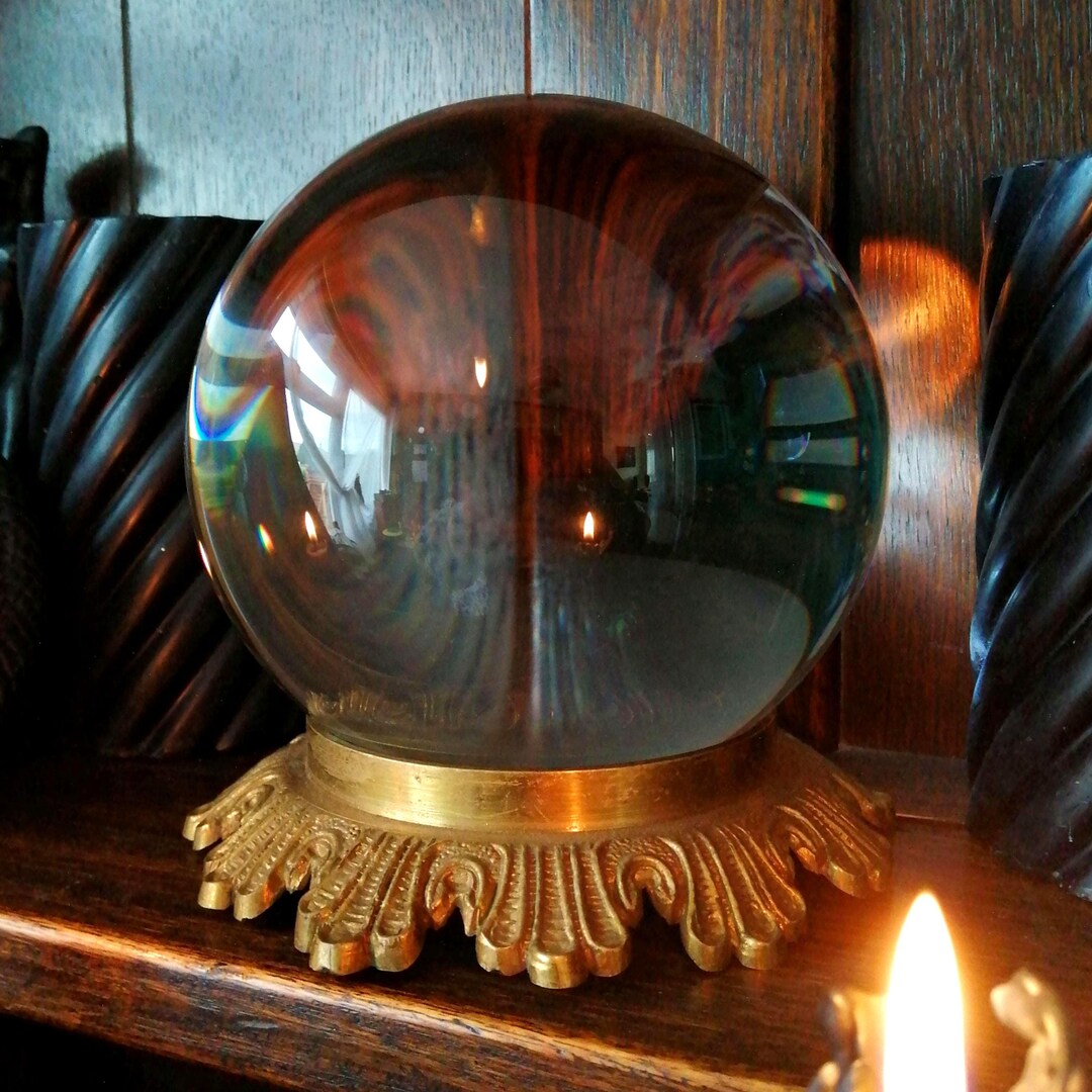 Crystal Ball on 19th Century, Antique Stand. Altar Tool. Divination ...
