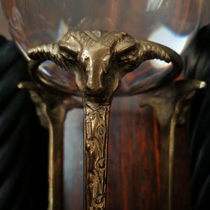 Devil - Crystal Ball. Obsidian Scrying Orb on Vintage, Brass Goat ...