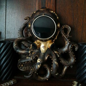 Steampunk Scrying Mirror ACRYLIC Face & Resin Octopus Black Mirror ...