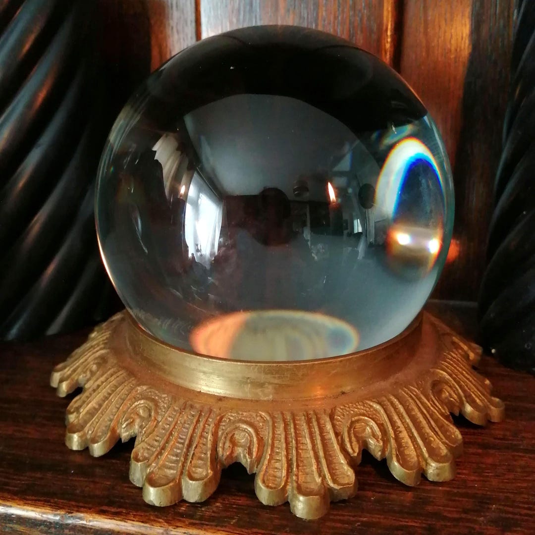 Seer Crystal Ball. 19th Century Stand & GLASS Modern Scrying Orb ...