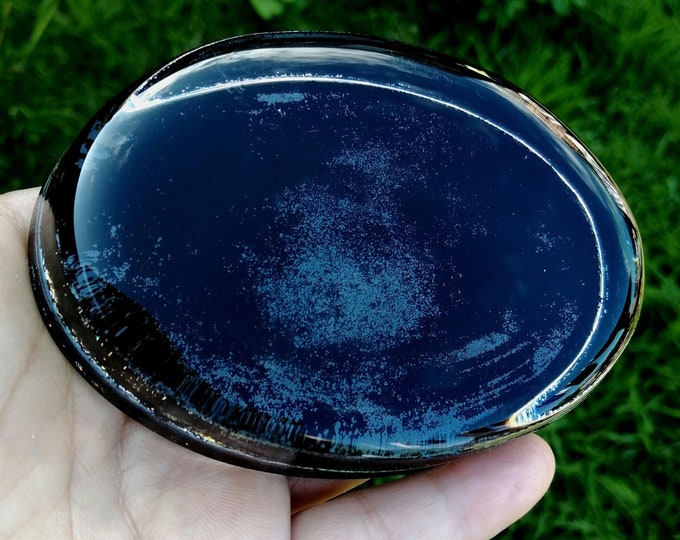 Hermes - Scrying Glass. Vintage Solid, Convex, Clear & Black Mottled ...