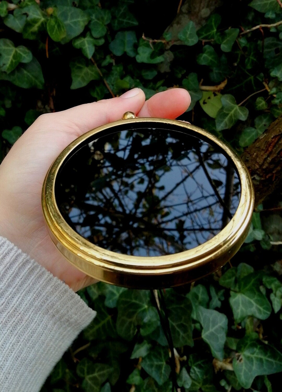 The Scrying Glass Vintage 1960's Black Flat Glass Scrying Mirror Held ...