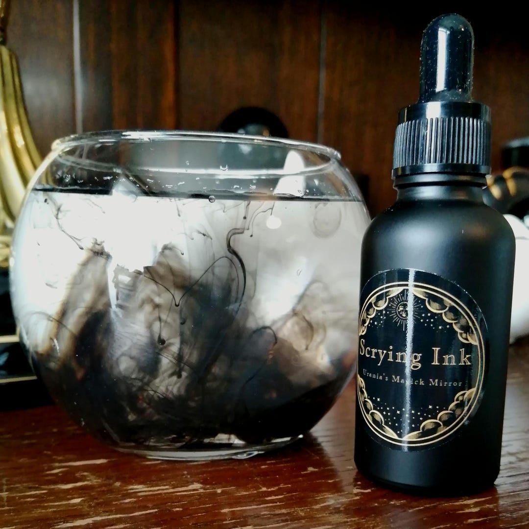 Ink & Bowl Set SMALL. Glass Scrying Bowl and Scrying Ink Set. Magick ...