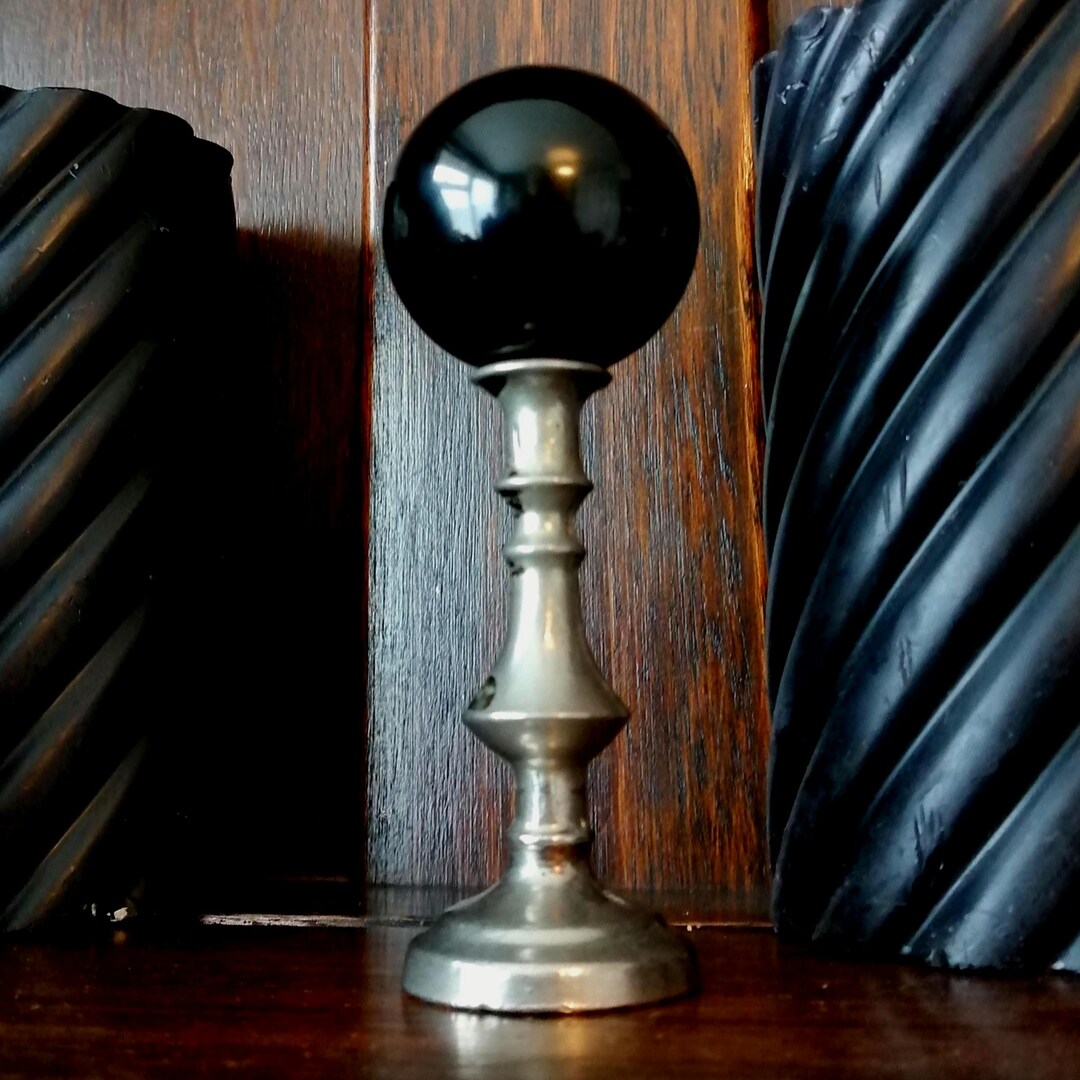 The Obsidian Crystal Ball & Stand Divination Tool. Vintage, Micro Stand ...