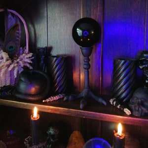 Crows Foot Extra Large Black Glass Scrying Orb on Cast Iron Crows Foot ...